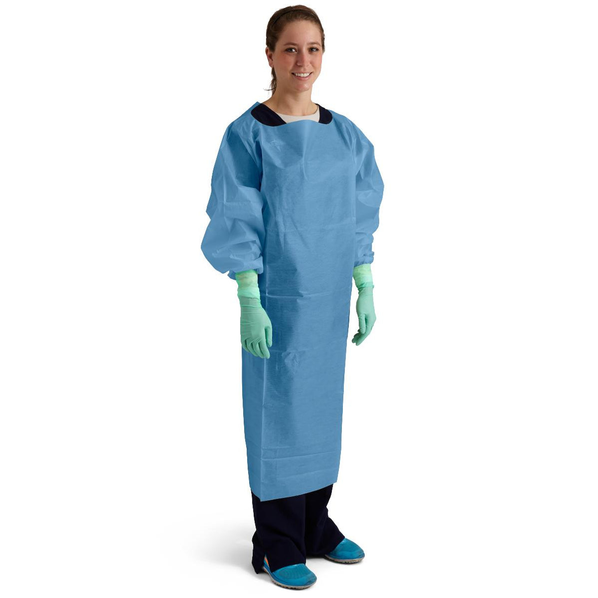 Medline Poly-Coated Over-The-Head Protective Gowns with Open Back ...
